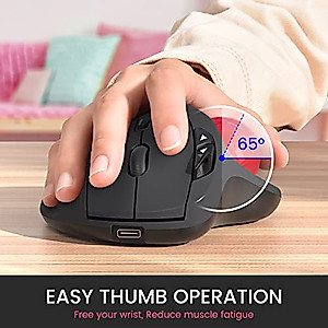 Wireless Trackball Mouse, Computer Ergonomic Mouse, Rechargeable Bluetooth Mouse, Easy Thumb Control,Precise and Smooth Tracking, 3 Device Connection(BT3.0/5.0 or USB) for PC, Laptop,iPad, Mac,Windows