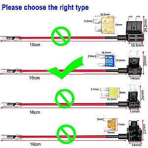 Gebildet 12V-24V Small Add-a-Circuit Fuse Tap, ATM Small Piggy Back Blade Fuse Holder with Wire Harness, 6 pcs Fuse (3A 5A 7.5A 10A 15A 20A) and Fuse Puller (Pack of 4)
