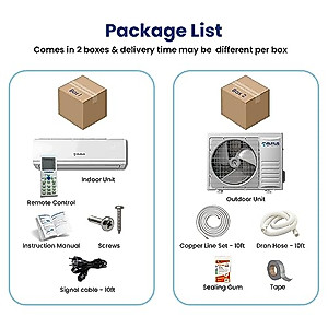 AURUS 1 Ton 12,000 BTU Mini Split Cools Up to 500 Sq.Ft Energy Efficient Air Conditioner & Heater Ductless Split System, Pre-Charged 10ft Installation Kit 110v