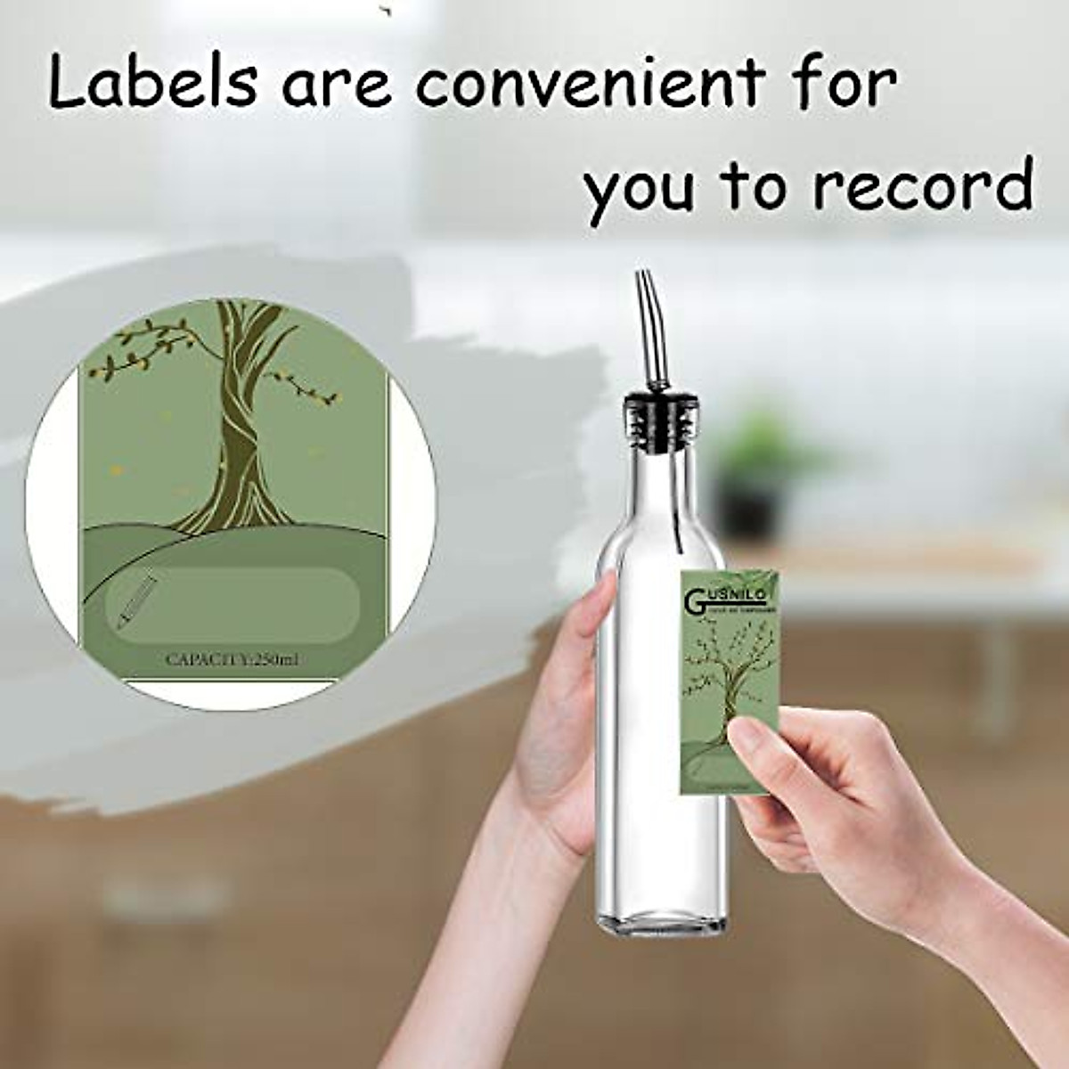 Gusnilo 8 oz Olive Oil Dispenser Olive Oil Dispenser Bottle Syrup Dispenser Oil and Vinegar Dispenser Set Oil Bottles for Kitchen 250ml with Pour Spouts and Funnel 2PCS