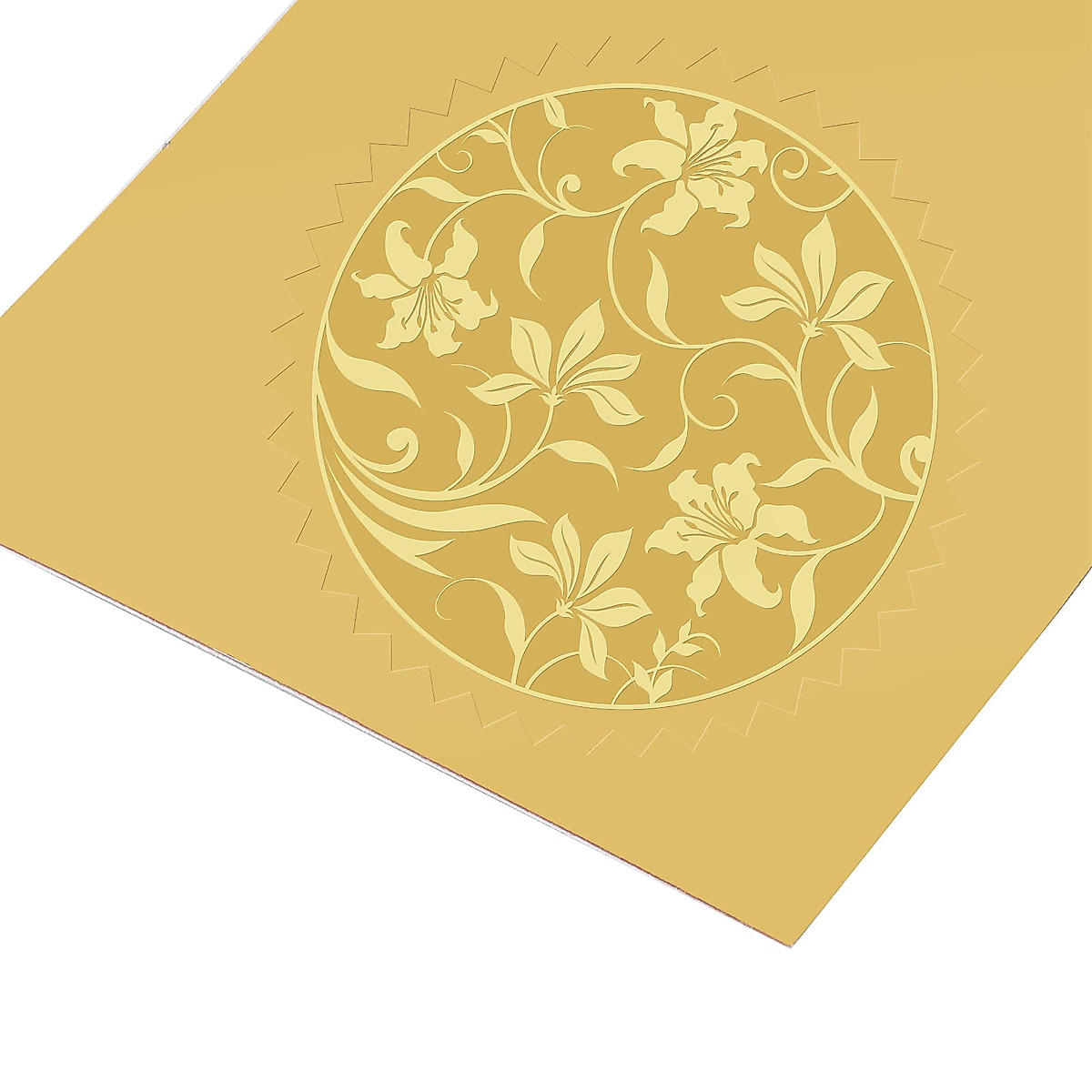 CRASPIRE Gold Foil Certificate Seals Flower Pattern 2" Round Self Adhesive Embossed Stickers 100pcs for Invitations Certification Graduation Notary Seals Corporate Seals Monogram Emboss