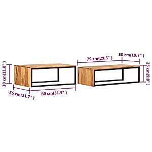 QJBSAVVA Nesting Tables 2 pcs Solid Sheesham Wood,Entrance Table Tray Tables Center Table Low Table Suitable for Meeting Rooms, Reception Rooms, Offices