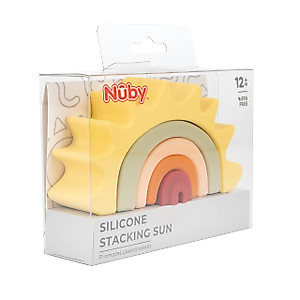 Nuby Soft Silicone Stackable Sun Interactive Toy for Early Development, Creativity, 12+ Months