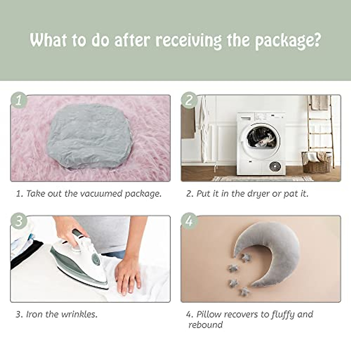 M&G House Newborn Photography Posing Pillow Crescent Moon Pillow Star Pillows Posing Beans Moon Pillow Stars Set Infant Boy Girl Baby Picture Prop(Gray)