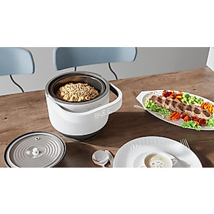 DesignNest PowerCooker Multi-cooker, Steamer, Auto Warmer, Fast Cooking, Portable Pot, Detachable Heating Base, 5 Cooking Models, Touch Control Panel, Soup, Rice, Stews, Oatmeal & Yogurt, White