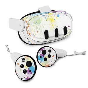 MightySkins Glossy Glitter Skin Compatible with Meta Quest 3 - Splash of Color | Protective, Durable High-Gloss Glitter Finish | Easy to Apply