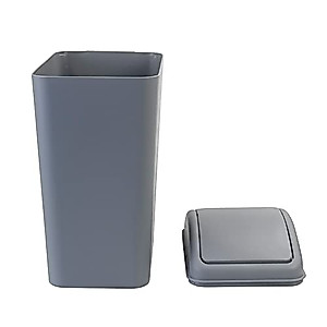 Ramddy 3-Pack 15 L Trash Can with Swing Lid, Plastic Garbage Bin, Gray