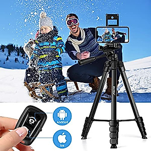 67" Phone Tripod, MACTREM Tripod Stand for iPad iPhone Tablet Camera with 2 in 1 Mount & Wireless Remote, Aluminum Extendable iPhone Tripod for Video Recording/Selfies/Live Stream/Vlogging