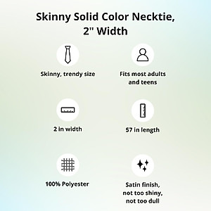 tiemart Skinny Solid Color Necktie, 2" Width (Blush Pink)