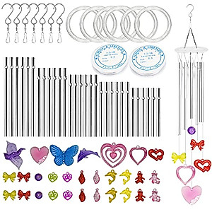 SAIDIC 100PCS Wind Chime Parts Wind Chime Tubes Wind Chime DIY Supplies DIY Wind Chime Kit Windchime Kits Glass Beads Acrylic Wind Chime Pendant for Adults Kids Arts and Crafts