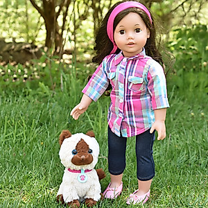 Sophia's Tan Plush Kitten, Bed, Food Bowl and Accessories Set for 18" Dolls, Multicolor