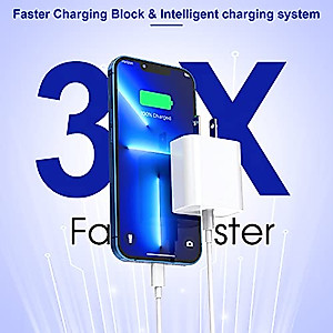 Apple Fast Charger, 10FT Extra Long iPhone Charger【Apple MFi Certified】20W Super Quick Charging USB C Wall Charger Block with 10Foot Lightning Cable Cord for 14/13/12/11/X/XR/SE/iPad