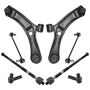 TRQ 8 Piece Front Steering & Suspension Kit with Control Arms/Ball Joints/Tie Rod Ends/Sway Bar Links for 2007-2013 Suzuki SX4