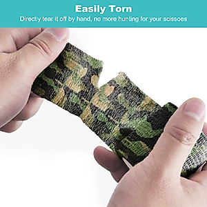 VideoPUP 40PCS Tattoo Grip Cover Wrap,Wetland Camouflage Disposable Cohesive Tattoo Grip Cover Elastic Bandage Handle Grip Tube for Tattoo Machine Tattoo Grip Accessories