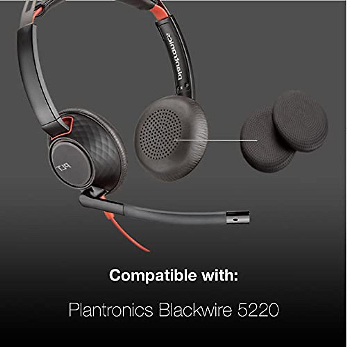 Global Teck Leather Cushion Replacement Kit for Plantronics Blackwire 5200 Headset Series, Variations (10pk-Ear Cushions)