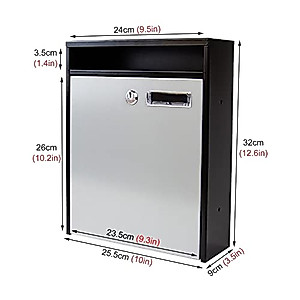 Wall-Mounted Mailbox,Letter Box,Post Box,Contemporary Galvanized Steel Mailbox with Mounting Hardware, Rust-Proof Wall Mounted Mailbox, New Postal Box for Letters/Post (Color : White) (Color : Groen)