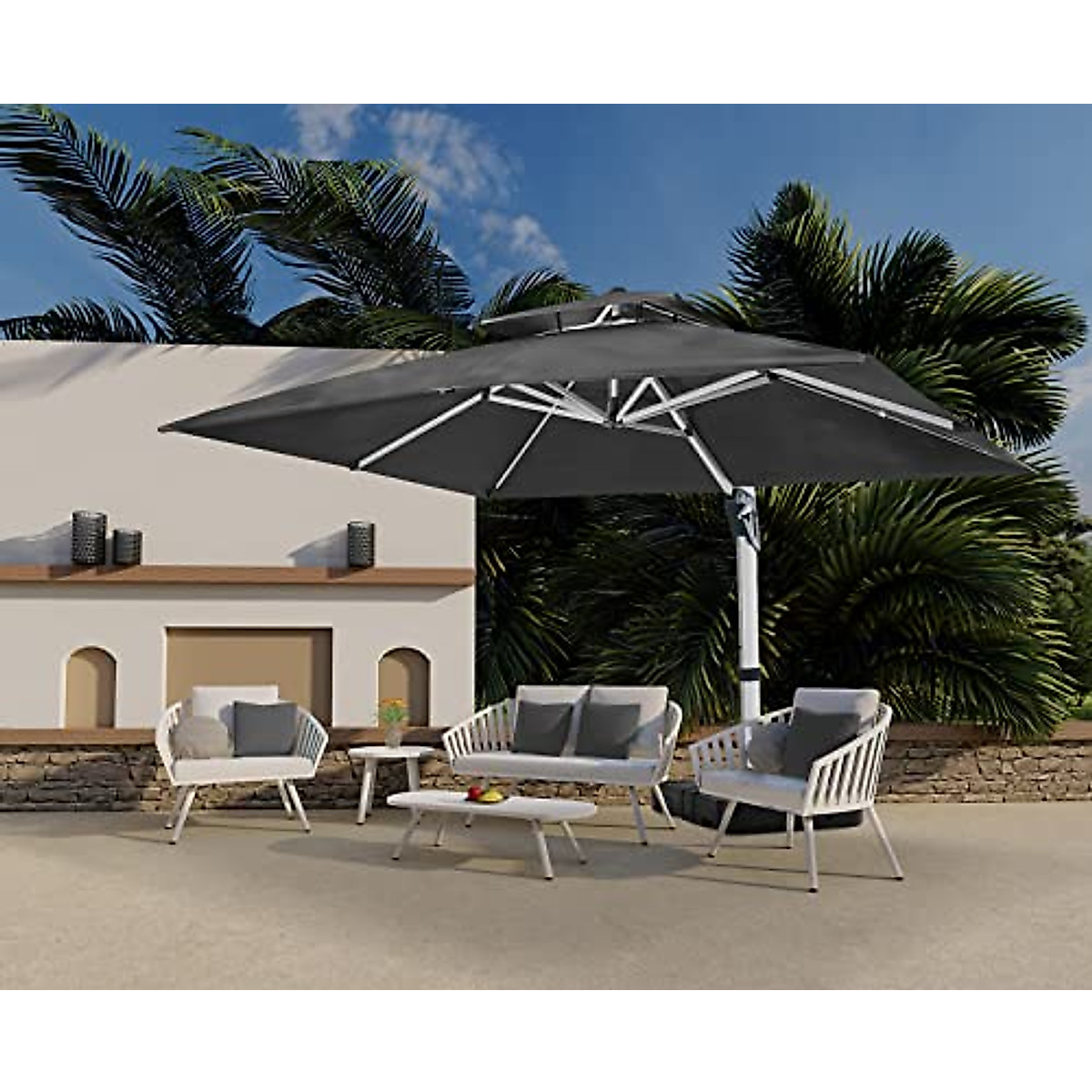 ABCCANOPY 9FT Cantilever Patio Umbrella Double Top Square Umbrella Outdoor Offset Umbrella with 360° Rotation,Dark Gray