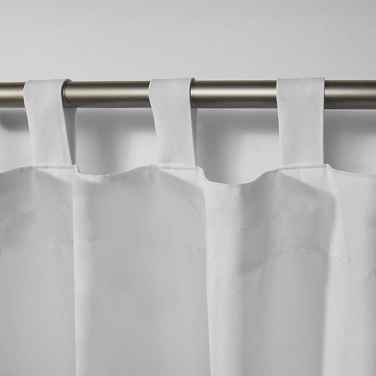 Exclusive Home Cabana Solid Indoor/Outdoor Light Filtering Hook-and-Loop Tab Top Curtain Panel Pair, 54"x84", Winter White