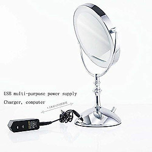 KONGZIR Bathroom Vanity Mirrors LED Makeup Mirror - 8 Inch Lighted Vanity Mirror, 1x/3x Magnifying Double Sided, Cordless, Rechargeable Battery(Included) and USB Charging, Bright Natural Daylight