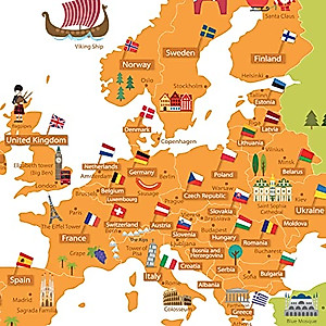 DECOWALL DAT-1306N Colourful World Map Kids Wall Stickers Wall Decals Peel and Stick Removable Wall Stickers for Kids Nursery Bedroom Living Room (Large) d?cor