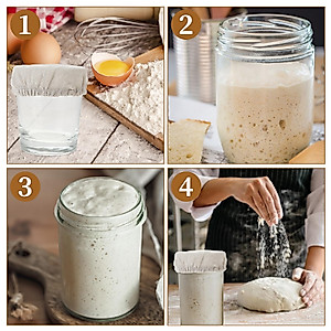 Thinp 5 Pack Sourdough Jar Cover,Sourdough Cover Mason Jar Covers Sourdough Cover Fabric Jar Covers for Sourdough Unbleached Reusable Cloth Covers for Sourdough Starter Jars,Fit Jars Mouth From 3-4"