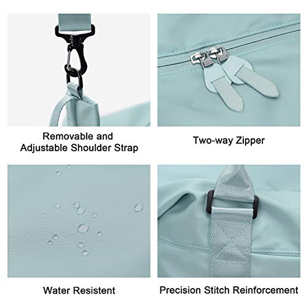 Sports Gym Bag Tote Bag for Men Women, Travel Duffel Bag with Wet Pocket, Shoulder Weekender Overnight Bag,Light Blue