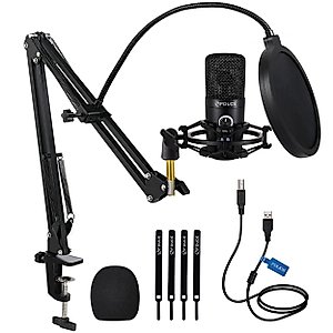 FDUCE USB Streaming Microphone Kit, Professional 192Khz/24bit Studio Mic with Arm Stand Advanced Chipset, PcMicrophone for Singing, Gaming, Podcast, Zoom, Online-Teaching, YouTube, X9