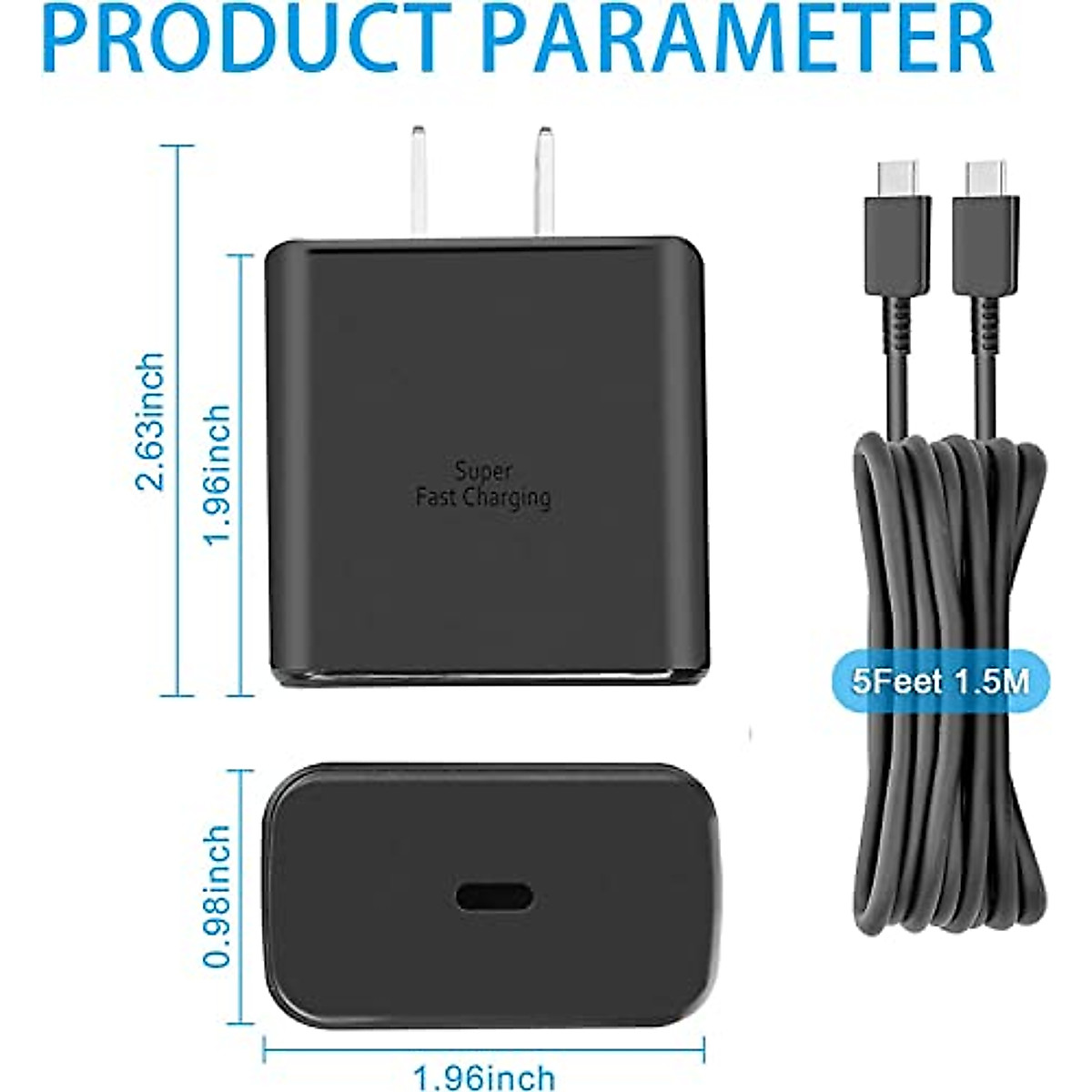 45W USB-C PD 3.0 Super Fast Charging Wall Charger for Samsung Chromebook 4 4+ XE310XBA XE350XBA XE513C24 XE510C24 W16-030N1A Galaxy A01 A20 A50 S8 S9 S10 S10+ S10E S20 S21 S22 S23 Ultra Charging Cord