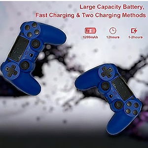 GameNext 【Blue, Upgraded Wireless P4 Remote Controller Compatible with PS-4/Slim/Pro with Dual Vibration/6-Axis Motion Sensor/Audio Replacement for PS-4 Controller