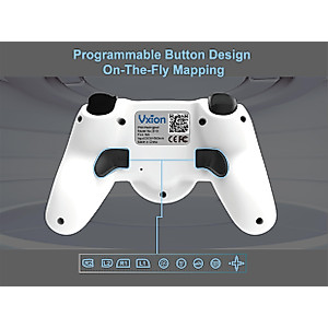 VISIONHMD Wireless Racing Wheel or Steering Wheel for PS4/PS4 SLIM/PS4 Pro,Compatible With Steam Gaming, Android and iOS,MAC,With 2 Remappable Buttons (White)