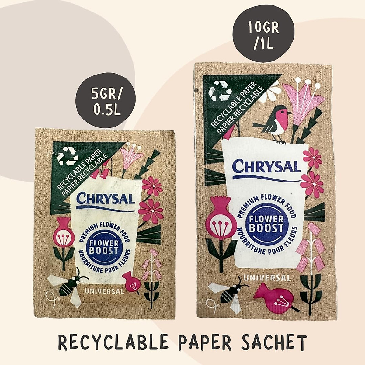 Chrysal Flower Boost - Recyclable Paper Flower Food - Increase Vase Life with Our Floral Supplies for Fresh Flowers - Flower Arrangements Supplies - Ideal Florist Supplies (200 ct)