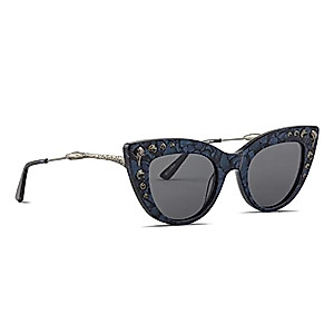 DIFF Harry Potter Bellatrix Designer Cat Eye Sunglasses for Women UV400 Protection, Geo Black + Grey