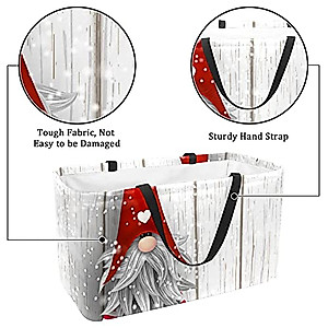 LORVIES Large Rectangular Baskets for Storage, Elves Nordic Christmas Standing White Wooden Wall in Snow Closet Storage Bins