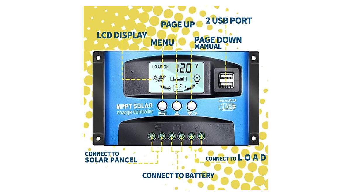 EpRec MPPT 40A Solar Charge Controller with USB Ports
