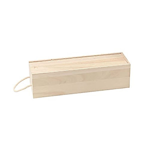 2-Pack Wooden Wine Box Single Bottle Natural Wood Case with Twine Handle for Crafts Gifts