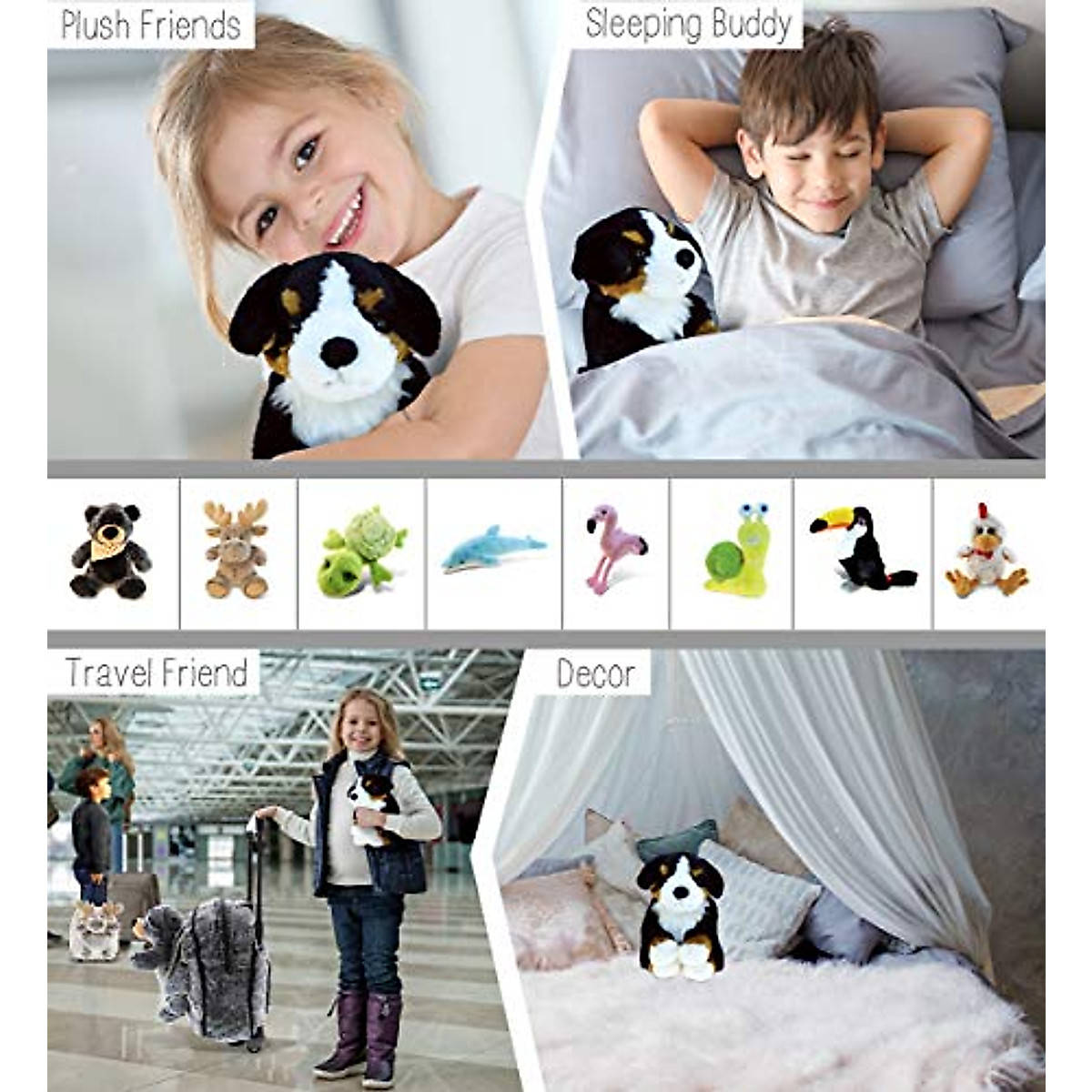 DolliBu Bernese Mountain Dog Plush - Super Soft Stuffed Animal Bernese Mountain Dog, Cute Pet Life Brown Stuffed Dog Plush, Adorable Plush Animal Dog Gift for Baby, Kids, and Adults - 8 Inches