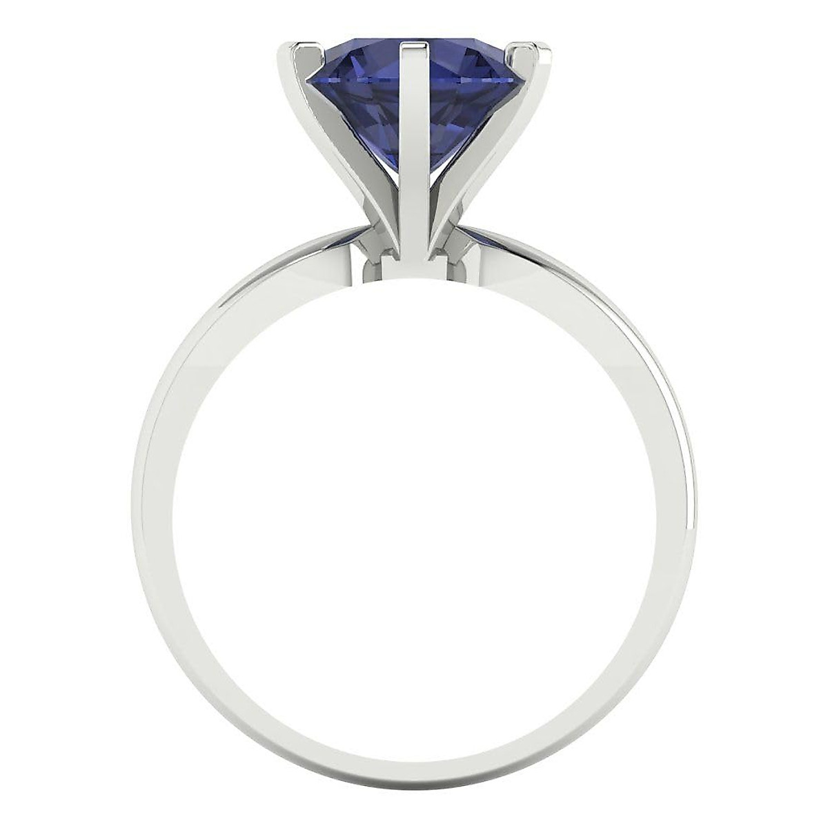 Clara Pucci 2.50ct Round Cut Solitaire Simulated Blue Sapphire Engagement Bridal Promise Anniversary Ring in 18K White Gold 6.25
