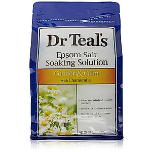 Dr. Teal's Comfort & Calm Bath Soak Gift Set (4 Pack, 3lbs Ea.) - Chamomile Essential Oils Blended with Pure Epsom Salt - Calm Your Mind & Body, Ease Aches & Pains - at Home Spa Kit