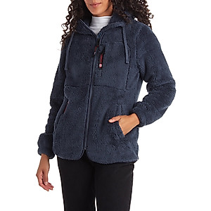CANADA WEATHER GEAR Women’s Fleece Sweatshirt Jacket - Full Zip Sherpa Fur Bomber Jacket - Teddy Coat for Women (S-XL), Size Large, Dusty Blue