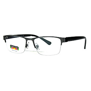 SA106 Mens Half Metal Rim Rectangular Multi 3 Power Focus Progressive Reading Glasses Gunmetal +2.5