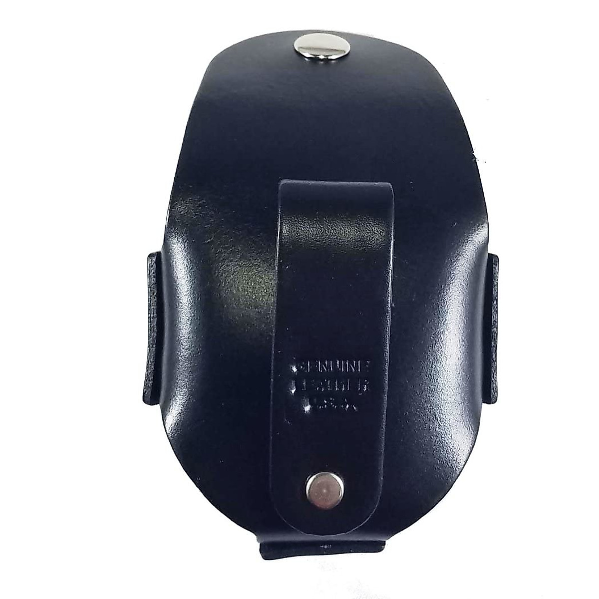 Biker Cross & Skull Concho mounted on Genuine Black Leather Snuff Can Holder with Snap Closure