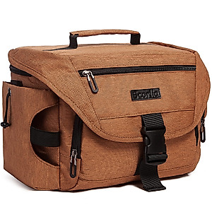 Scorlia Insulated Lunch Bag for Men/Women, Leakproof Lunch Box for Office Work School Picnic Hiking Beach, Reusable Cooler Tote Bag with Adjustable Shoulder Strap and Large Water Bottle Holder - Brown