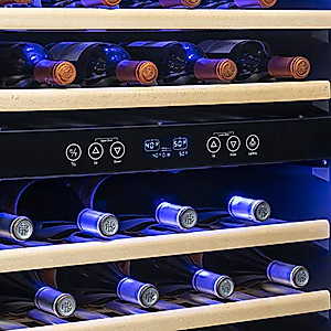 NewAir Wine Fridge | 46 Bottle Capacity Wine Cooler | 24" Black Stainless Steel Fridge | Dual Zone, Built-in, Under Counter, Freestanding Mini Fridge For Bedroom, Office, Kitchen