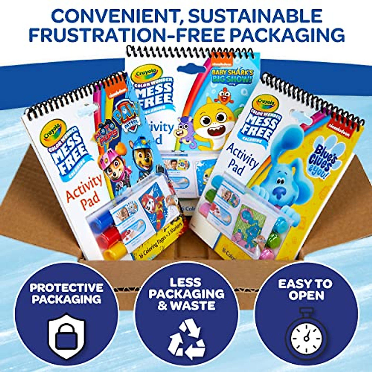 Crayola Nickelodeon Color Wonder Bundle (3 Pack), Mess Free Activity Pads & Markers, Gifts For Toddlers, Easter Basket Stuffers, Ages 3+