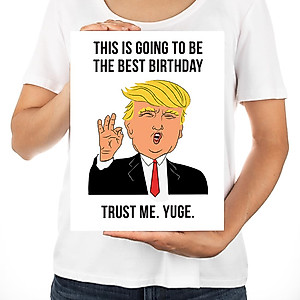 Andaz Press Funny Jumbo Birthday Card With Envelope 8.5 x 11 inch, Greeting Card, Trump Best Birthday, Yuge
