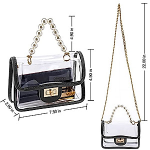 YING YUMEI Clear Purse for Women, Fashion Crossbody Clutch Handbag Cute, Small See Through Bag (Black)