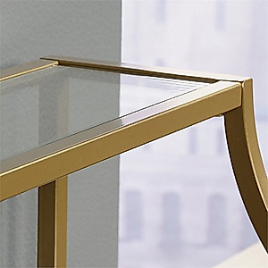 Home Square 2 Piece Living Room Set with 5 Shelf Metal Frame Bookcase and 3 Shelf Console Table in Satin Gold