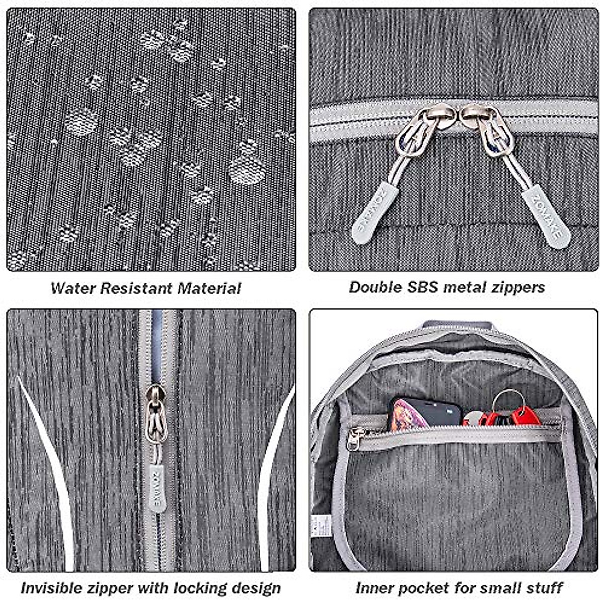 ZOMAKE 25L Ultra Lightweight Packable Backpack - Foldable Hiking Backpacks Water Resistant Small Folding Daypack for Travel(Black)