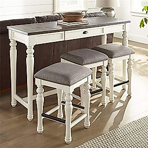 XPRESS WORLD Steve Silver Joanna Two-Tone Distressed Ivory and Mocha Wood 4-Piece Sofa Bar Set