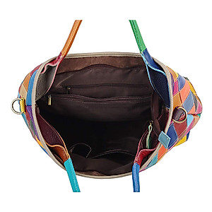 Women's Multicolor Tote Handbag Genuine Leather Design Hobo Shoulder Bag Purses (Multicoloured-2)